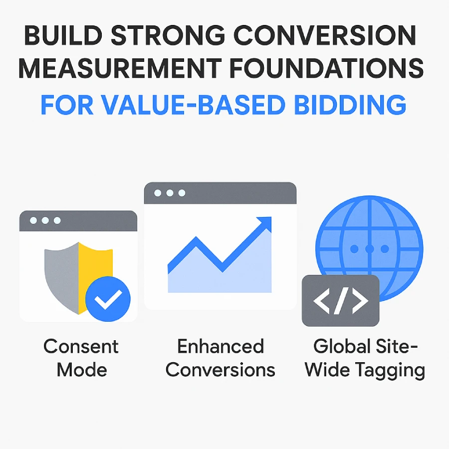 Which three solutions will enable you to build strong conversion measurement foundations when ...